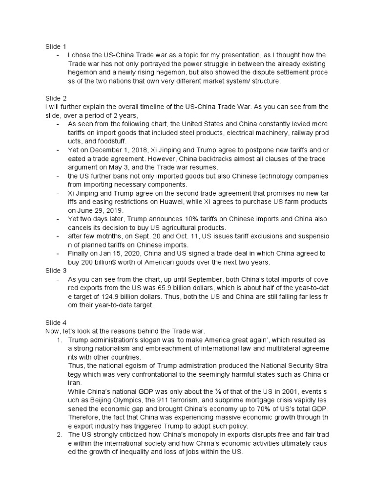 Trade War Script | PDF | China | World Politics