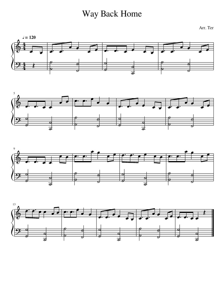 Way Back Home Arrangement PDF | PDF