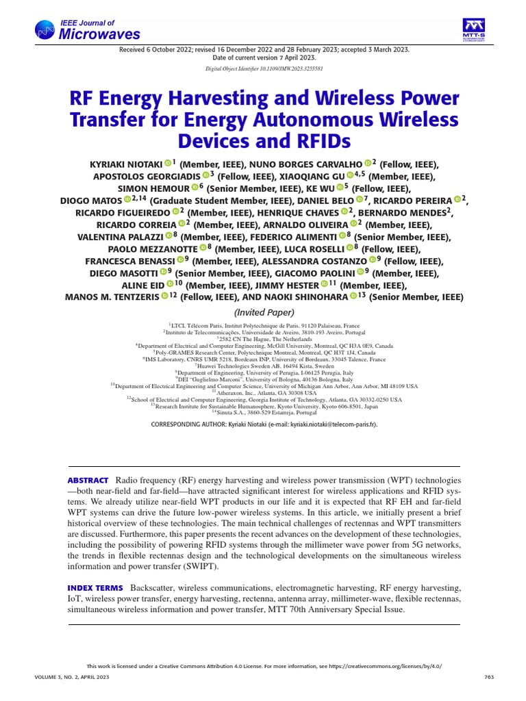 RF Energy Harvesting and Wireless Power Transfer For Energy Autonomous Wireless Devices and ...