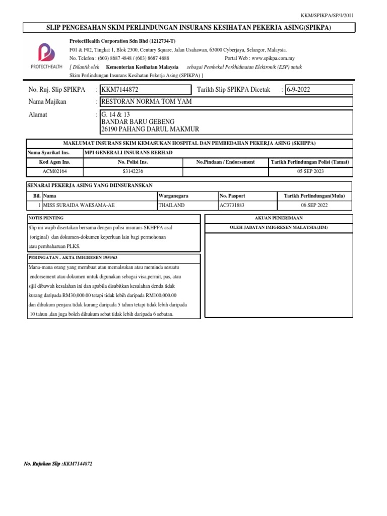 1 2022 Spikpa Restoran Norma Tom Yam Ac3731883 | PDF