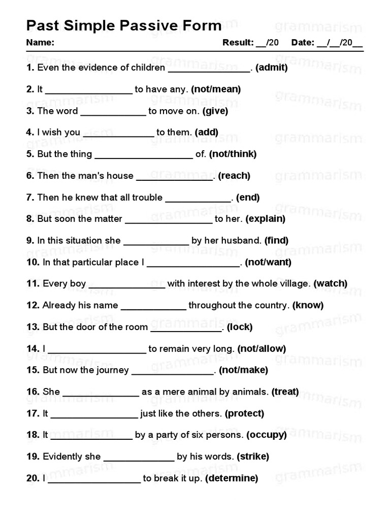 Past Simple Passive Exercises | PDF