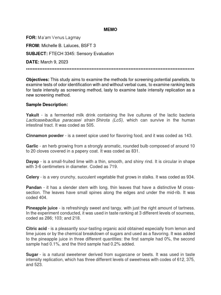 Screening-Panelists-Using-Simple-Sensory-Tests | PDF