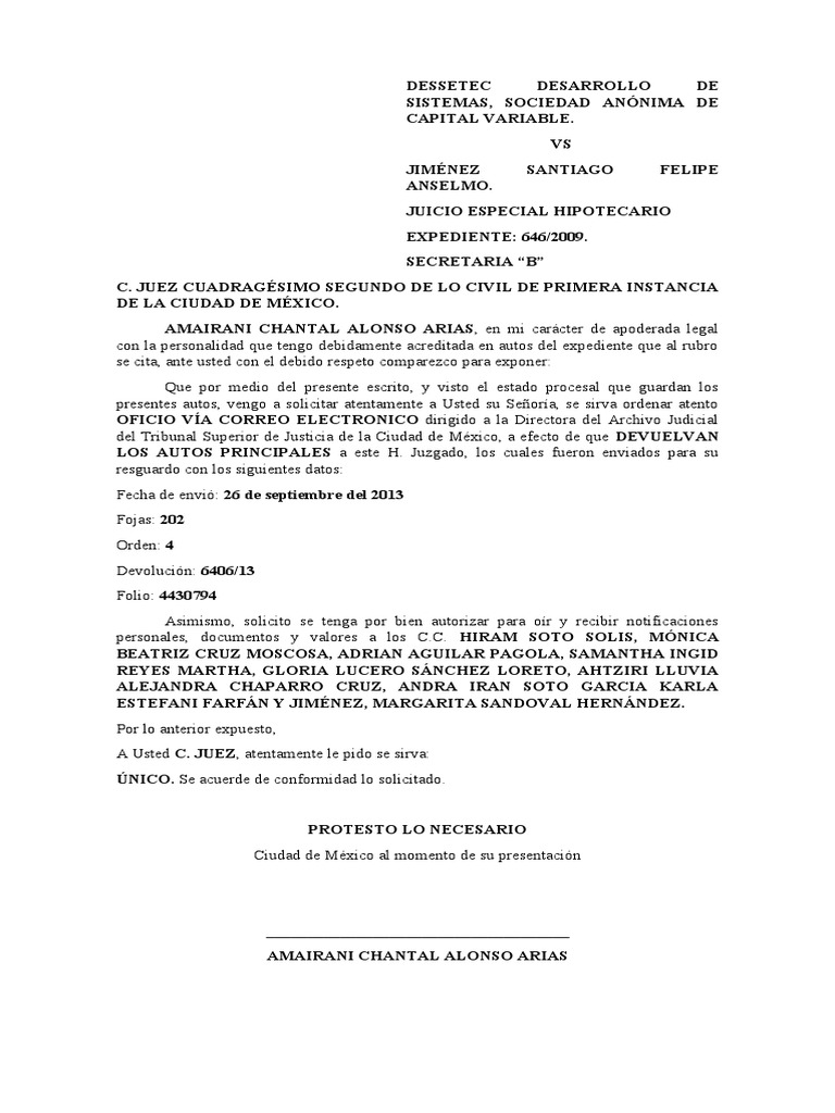 Devolucion de Expediente | PDF