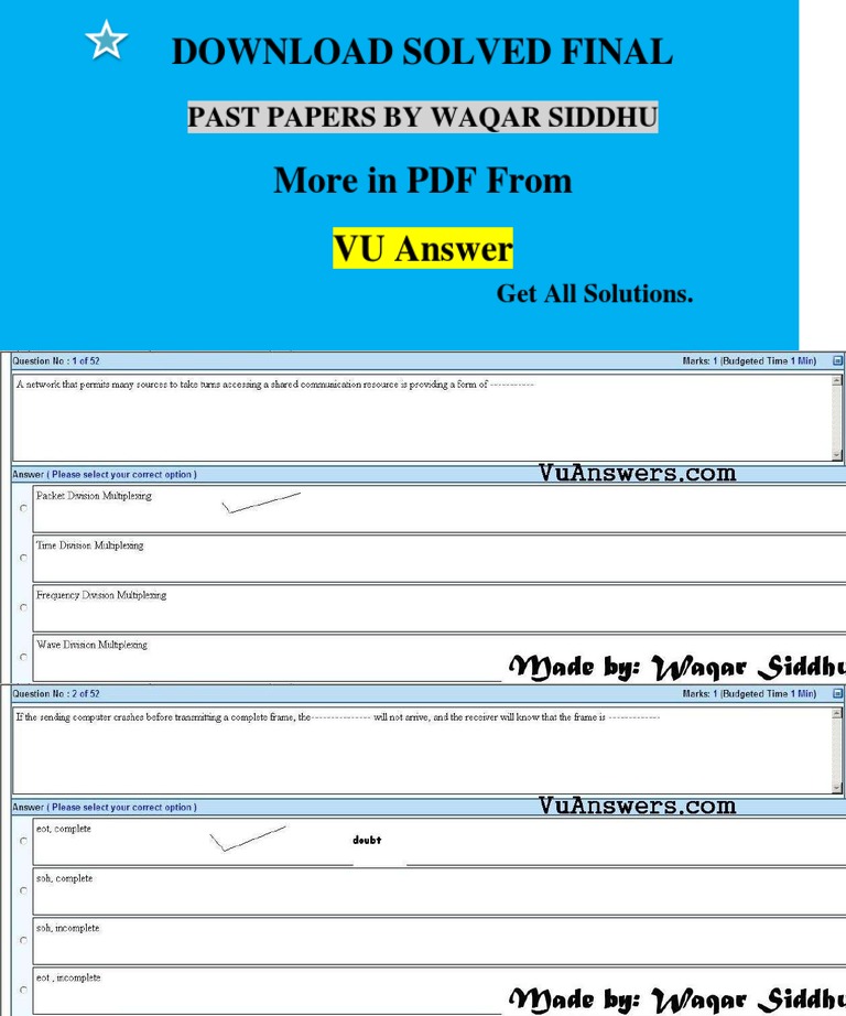 CS610 Final Term MCQs by Waqar Siddhu | PDF