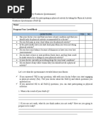PAR-Q Questionnaire For Physical Fitness Test | PDF