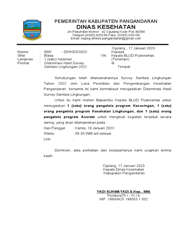 Surat Undangan Diseminasi | PDF