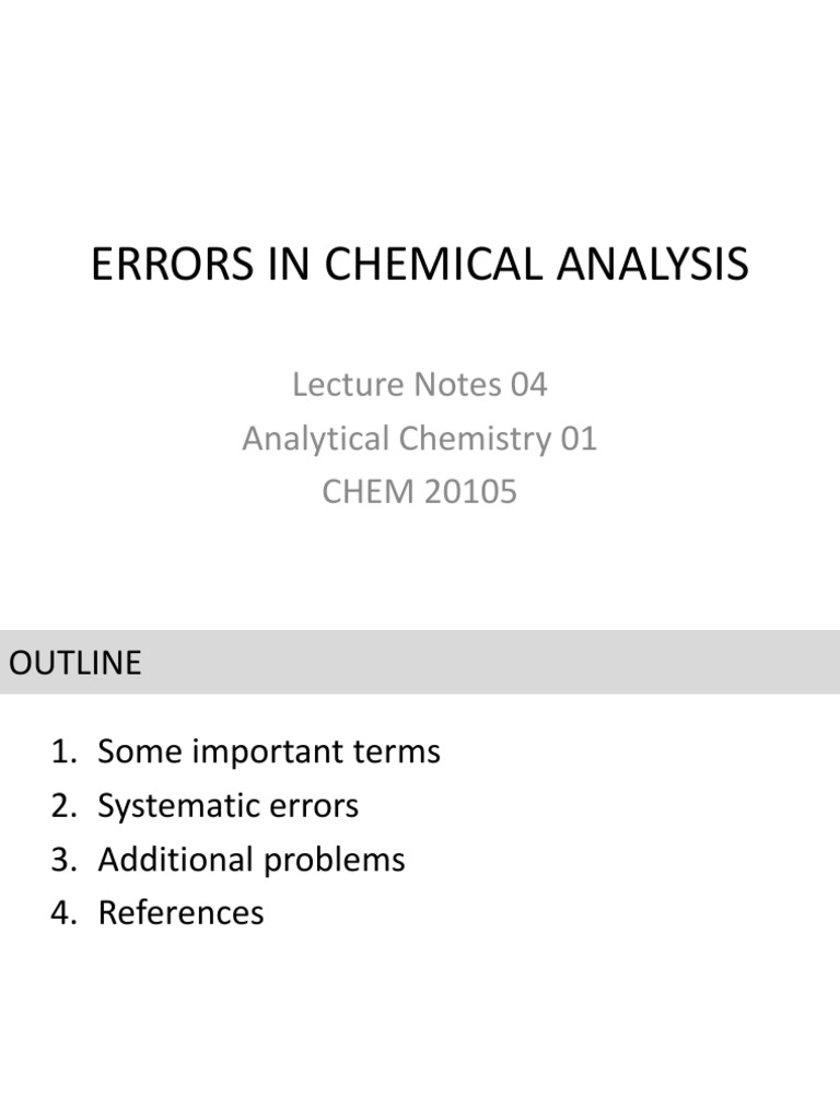 Systematic Errors in Chemical Analysis | PDF