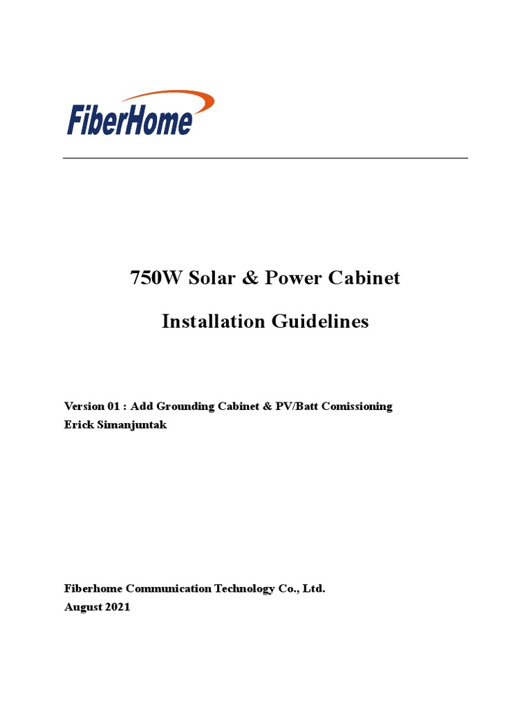 Solar Panel & Power Cabinet Installation Manual Book - Fiberhome | PDF