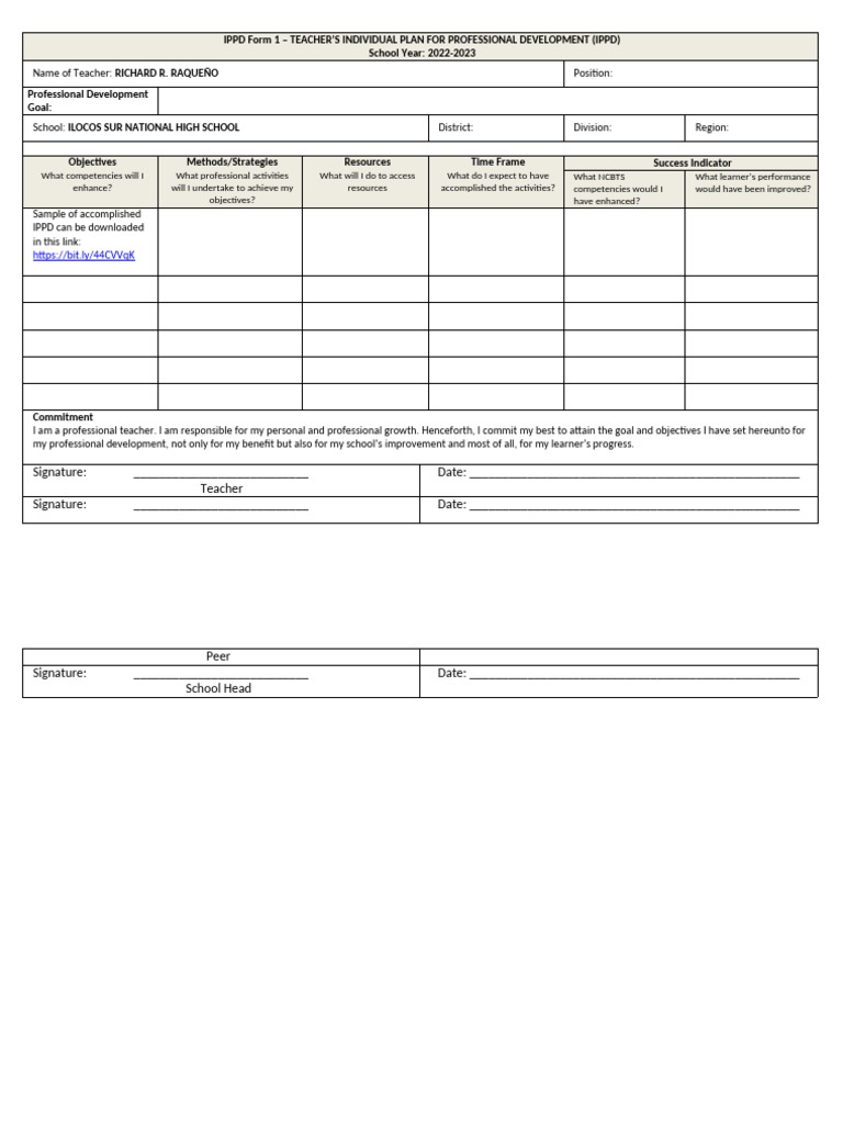 Teacher Professional Development Plan 2023 | PDF