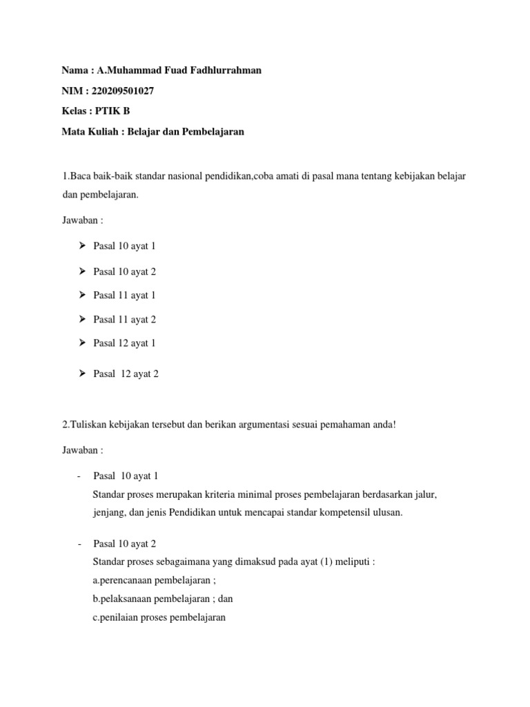A.Muhammad Fuad Fadhlurrahman - 220209501027 - PTIK B - Belajar Pembelajaran | PDF