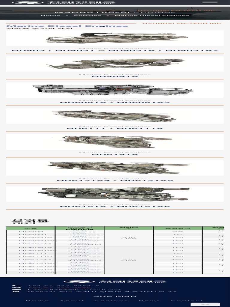 Hyundai Marine Diesel Engine Specs | PDF | Engine Technology | Land ...