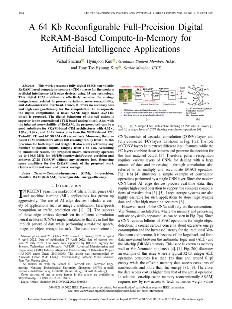 A 64 KB Reconfigurable Full-Precision Digital ReRAM-Based Compute-In-Memory For Artificial ...