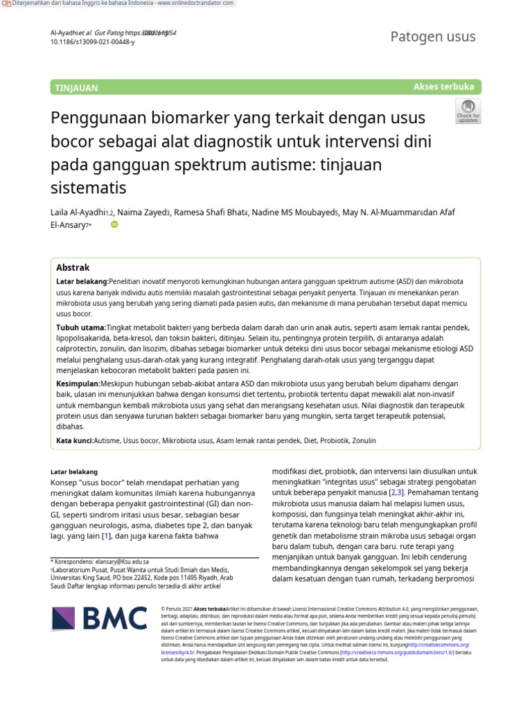 Biomarker Usus Bocor untuk Diagnosis Dini ASD | PDF | Kesehatan Holistik