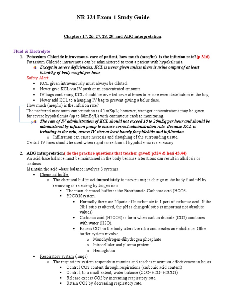 Nursing Exam Study Guide | PDF | Intravenous Therapy | Kidney