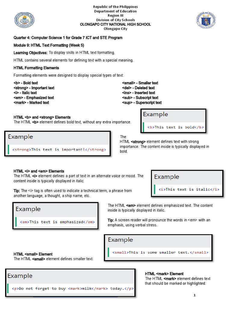 Module 5 HTML Text Formatting | PDF