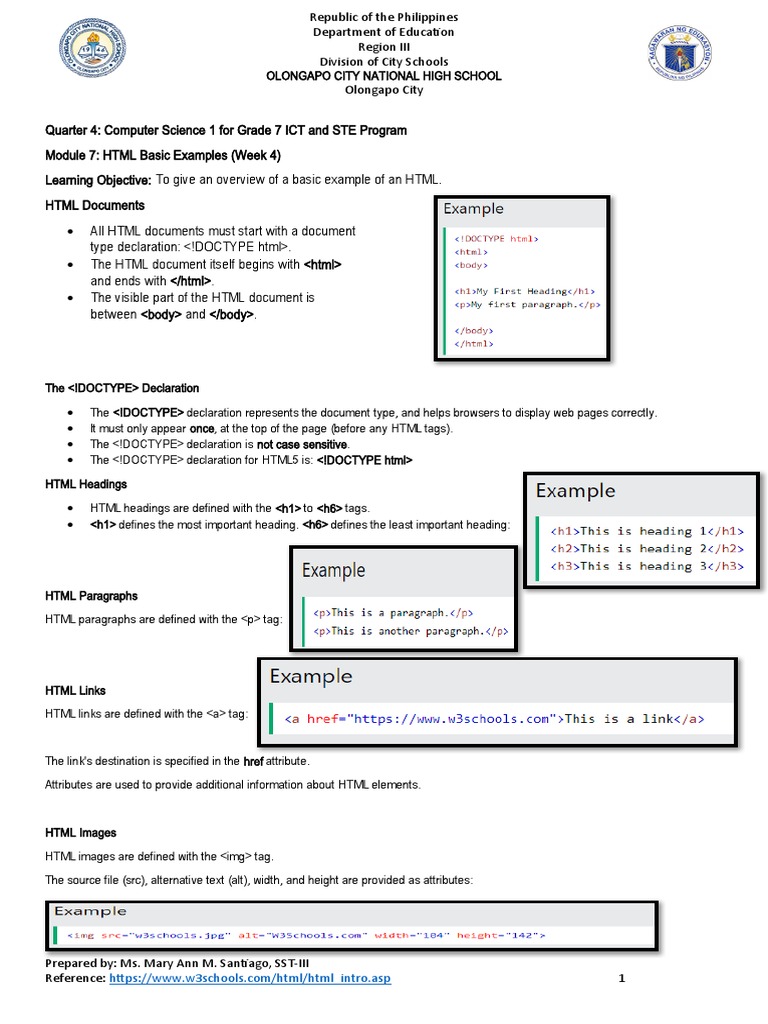 Module-3-HTML-Basic-Examples | PDF