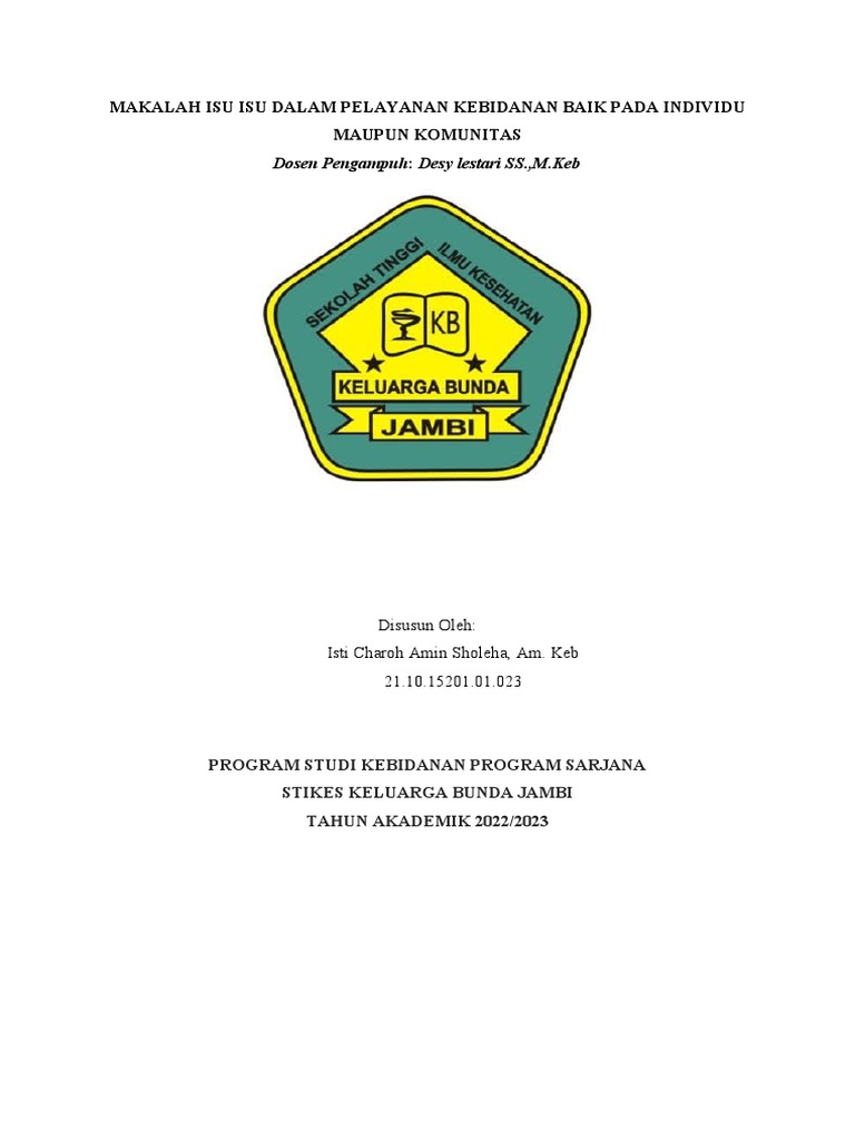 Makalah Isu Isu Dalam Pelayanan Kebidanan Baik Pada Individu Maupun Komunitas Pdf 