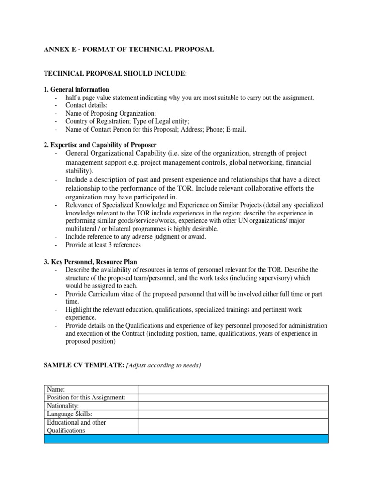 ANNEX G - LOT 3 - Format of Technical Proposal For Video Services | PDF