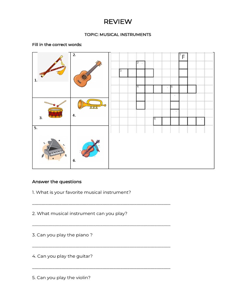 Musical Instrument Worksheet | PDF