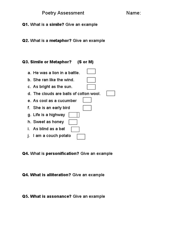 Poetry Assessment | PDF