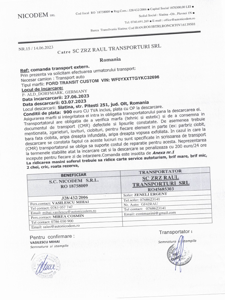 Comanda Transport | PDF