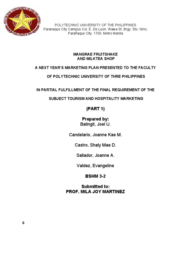 Marketing Plan Mangrae Fruitshake and Milktea Shop | PDF | Drink | Tea