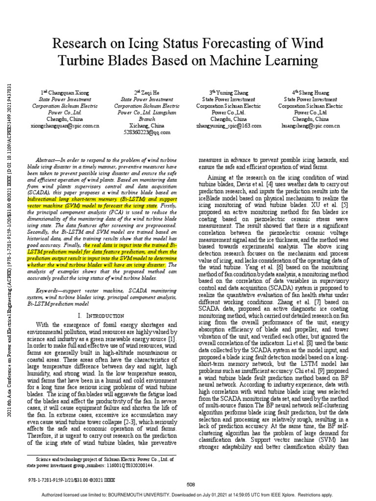 Research On Icing Status Forecasting of Wind Turbine Blades Based On ...