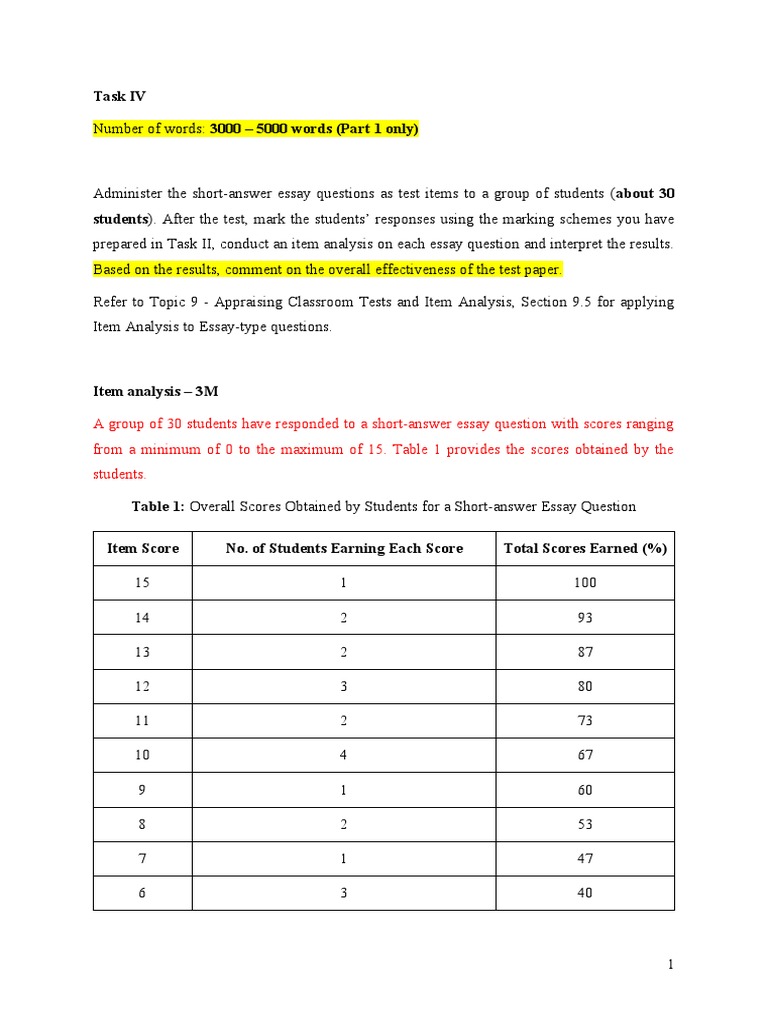 Task IV - Sample | PDF