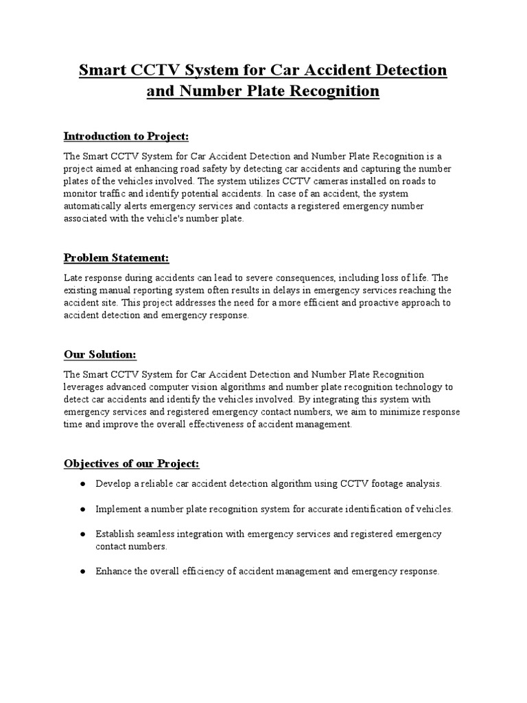 Smart CCTV System For Car Accident Detection and Number Plate ...