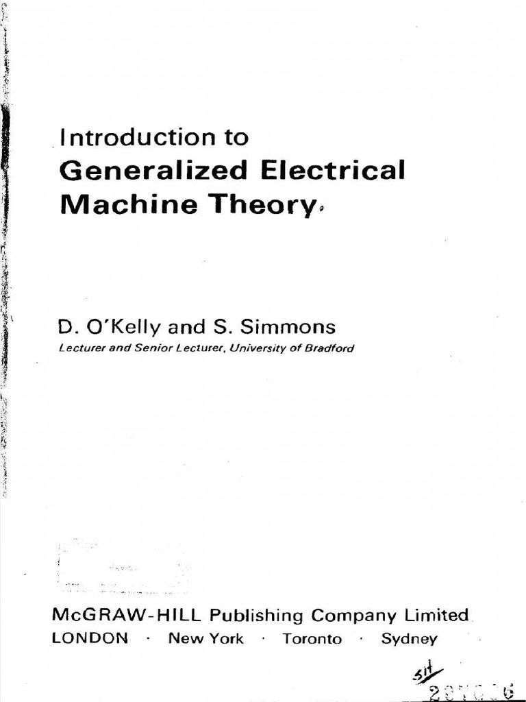 Introduction to Generalized Electrical Machine Theory Okelly Simmons ...