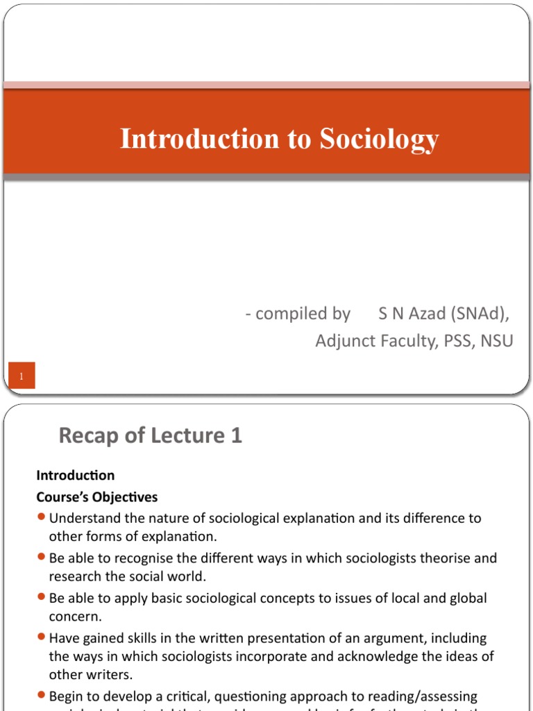 1 +Introduction+to+Sociology+-+Lec +1,+2,+3+-+SNAd | PDF | Sociology ...