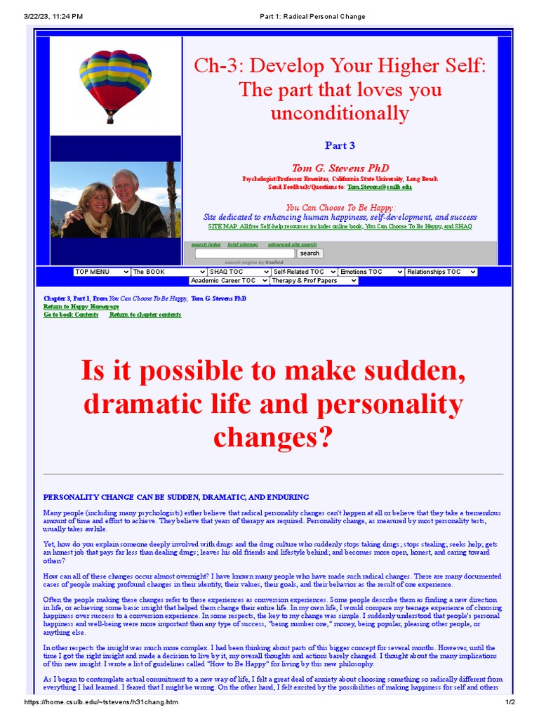 Radical Changes for Personal Happiness | PDF | Experience | Happiness