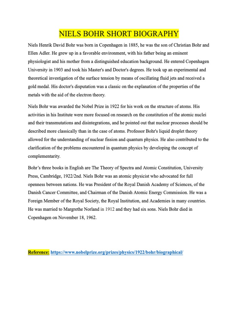 Niels Bohr: A Life of Achievements | PDF | Social Science
