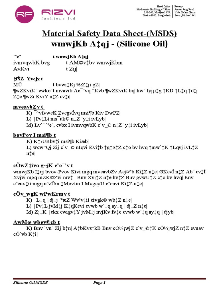 Silicone Oil-MSDS-03-004 | PDF