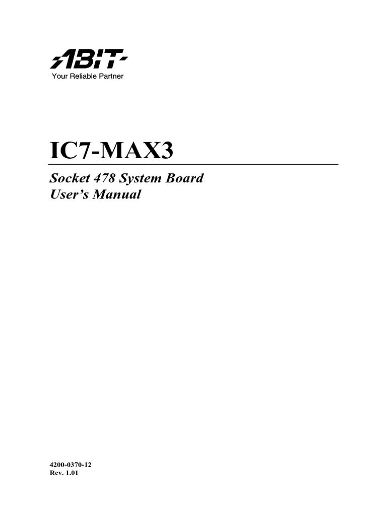 Abit IC7-MAX3 Manual | PDF | Computing | Office Equipment