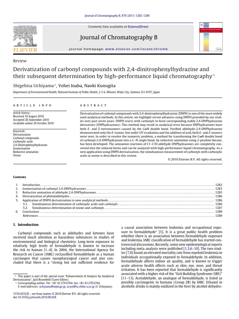 DNPH Derivatization of Carbonyls | PDF | Formaldehyde | Aldehyde