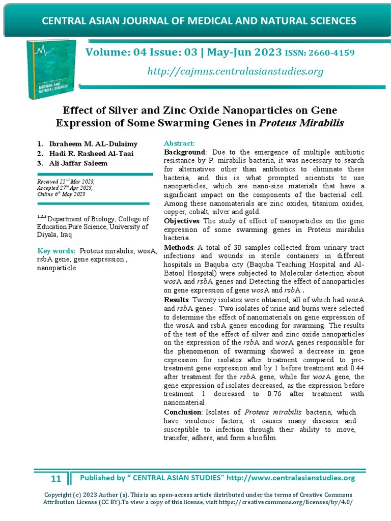 Effect of Silver and Zinc Oxide Nanoparticles On Gene Expression of ...