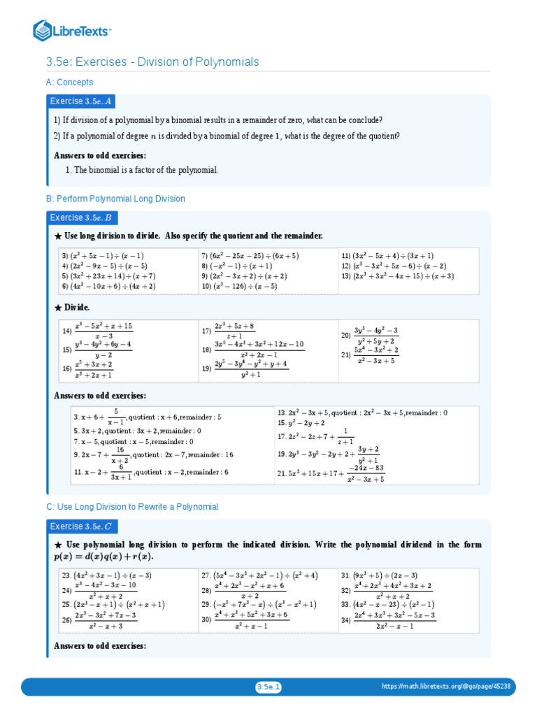 Division of Polynomials Exercises | PDF | Theoretical Computer Science ...