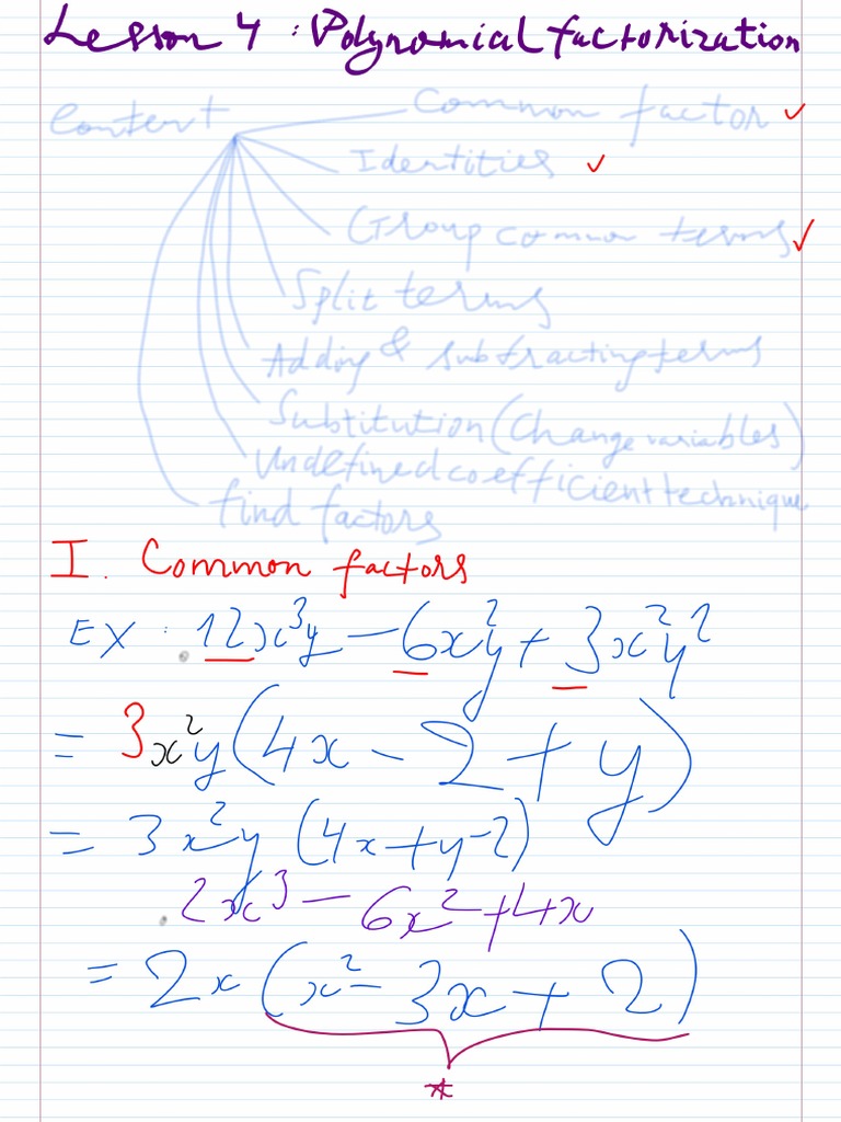 Lesson 4. Polynomial Factorization | PDF Lesson 4. Polynomial Factorization | PDF