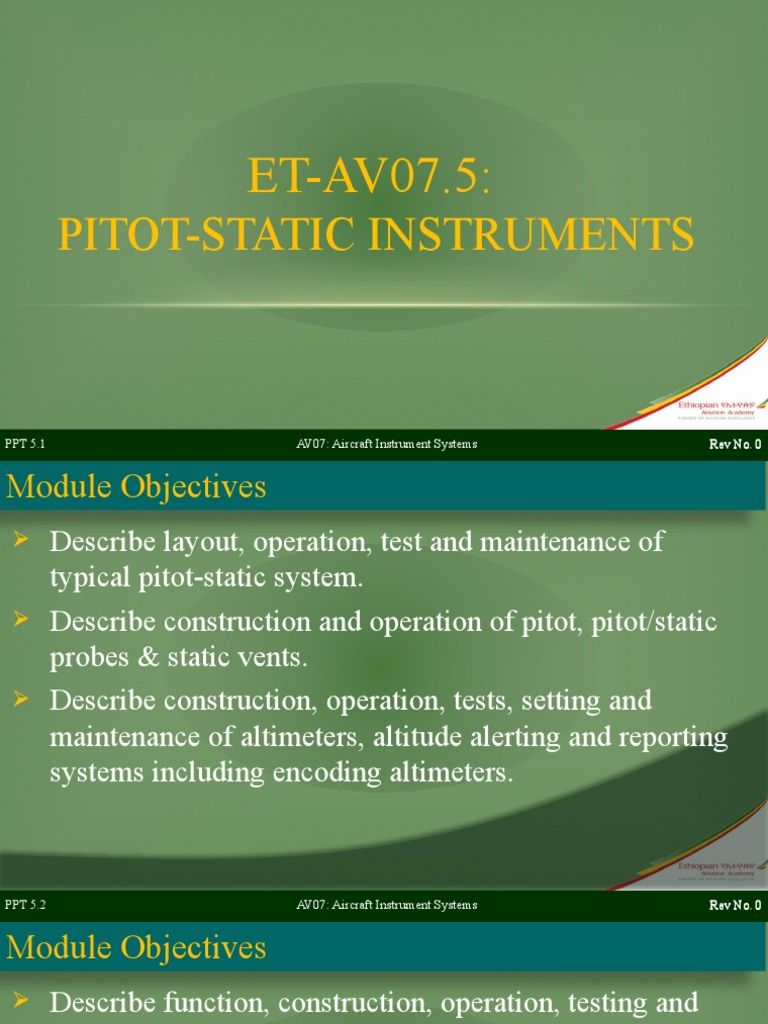 ET-AV07 M5 Pitot-Static PPT Rev 0 Final | PDF