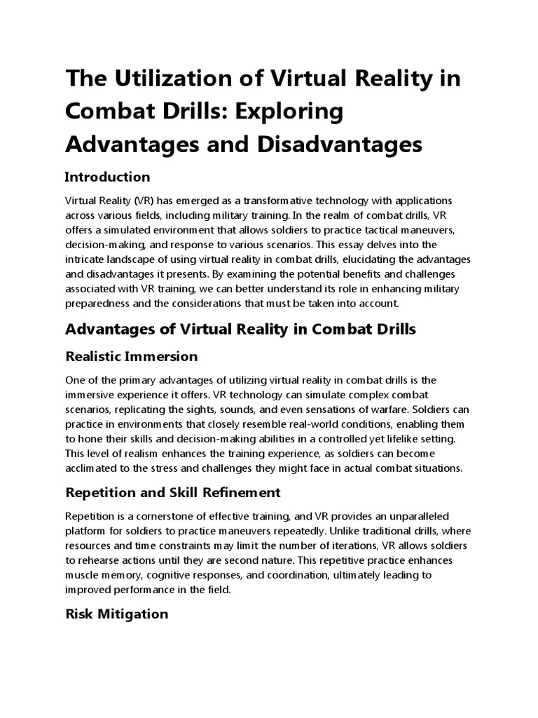 The Utilization of Virtual Reality in Combat Drills Exploring ... The Utilization of Virtual Reality in Combat Drills Exploring ...