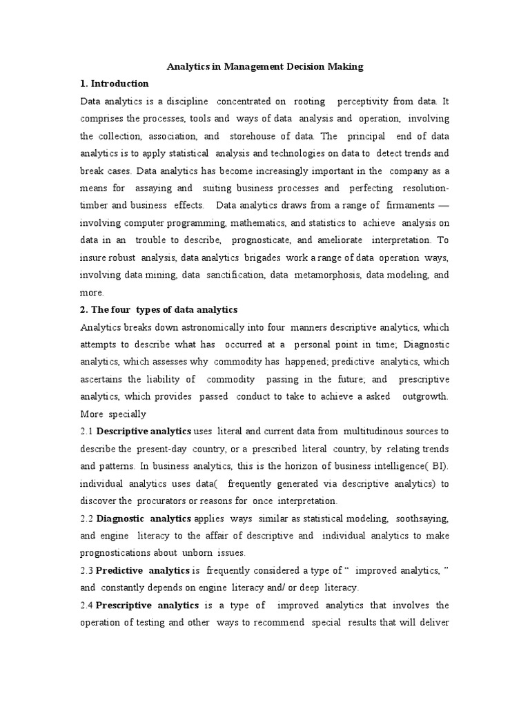 Analytics in Management Decision Making | PDF