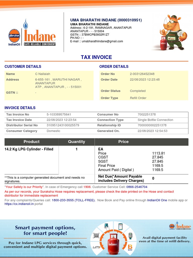 Invoice | PDF | Liquefied Petroleum Gas | Invoice