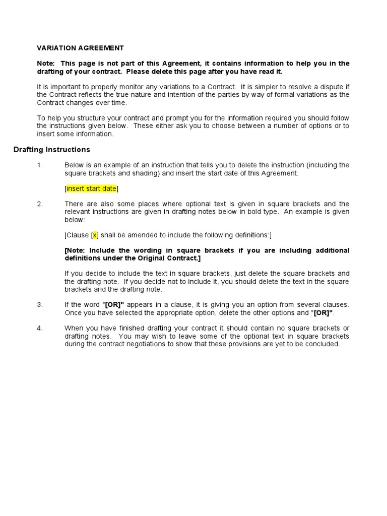 Template Contract Variation Agreement | PDF | Ethical Principles | Law ... Template Contract Variation Agreement | PDF | Ethical Principles | Law ...