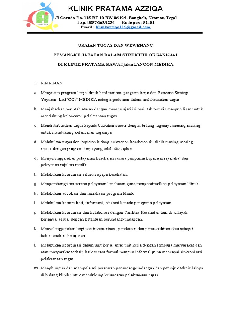 Uraian Tugas Dan Tanggung Jawab | PDF