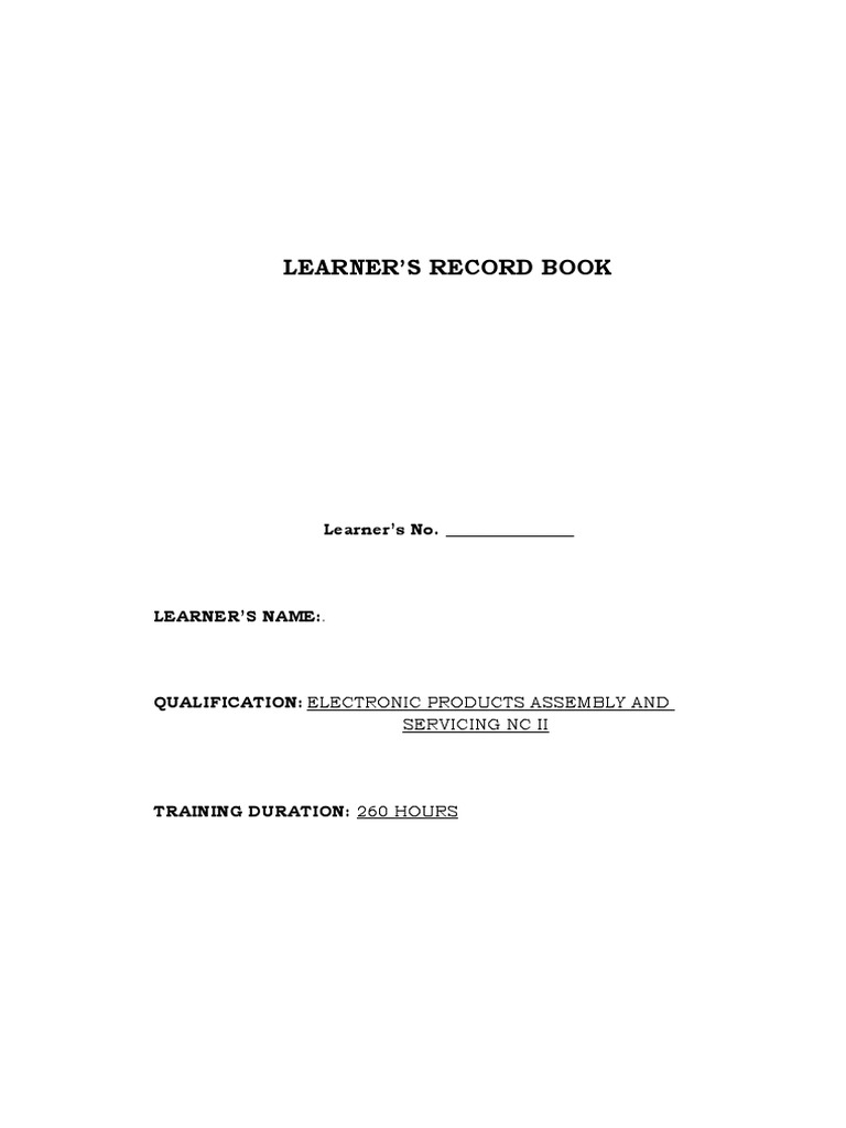 Learner's Record Book | PDF