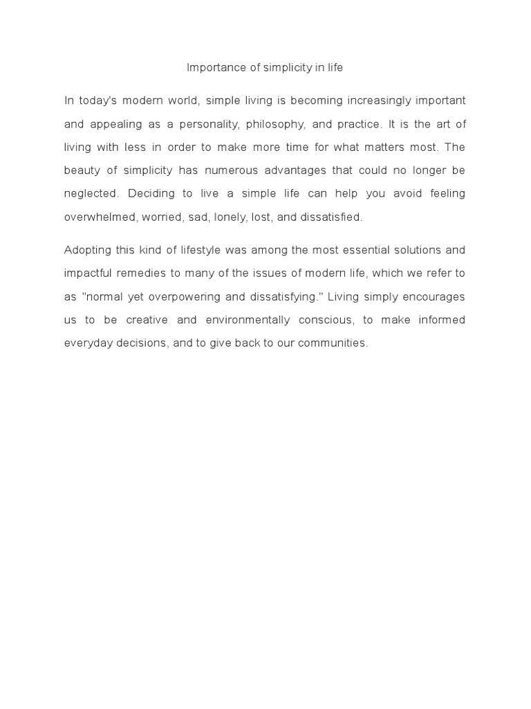 Importance of Simplicity in Life | PDF | Lifestyle