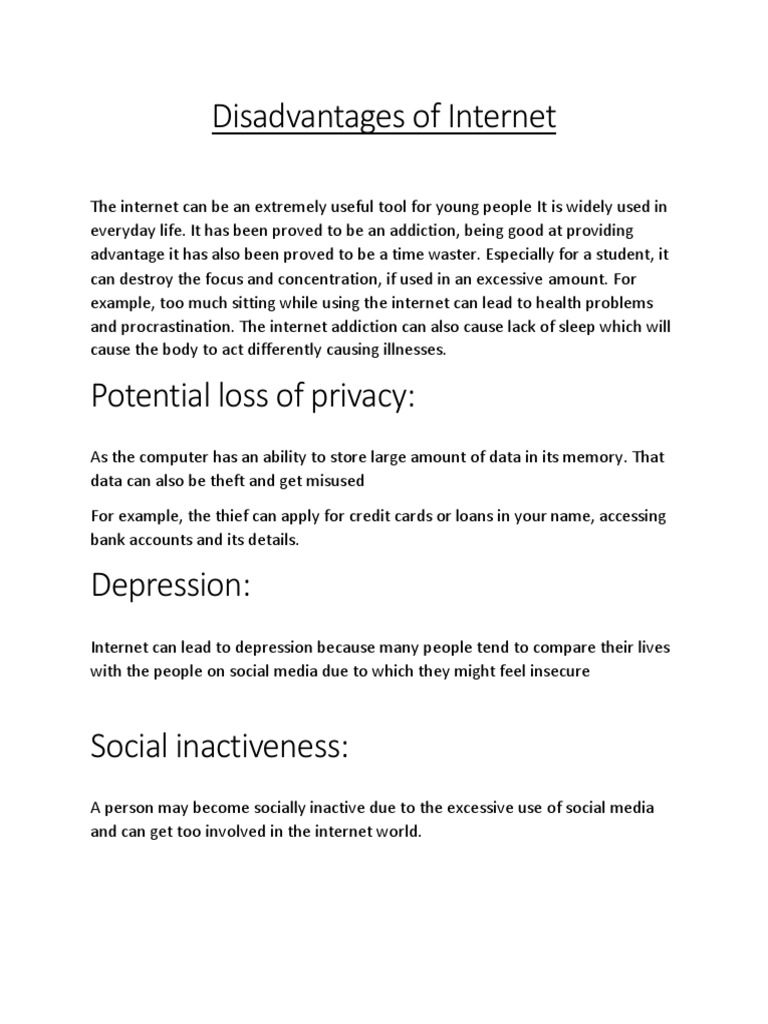 Disadvantages of Internet Use for Students | PDF
