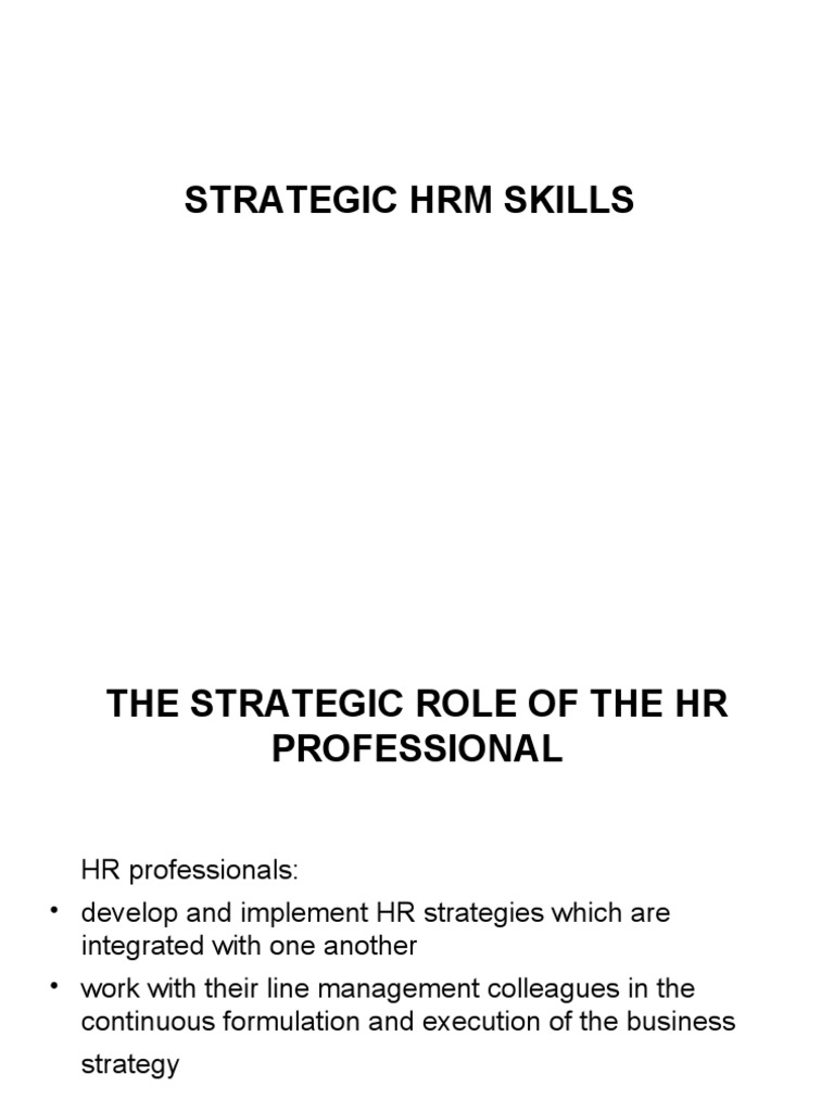 64 Strategic HRM Skills | PDF