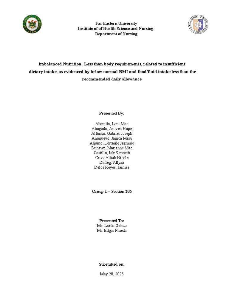 Pediatric Nutrition Assessment Case Study Pdf